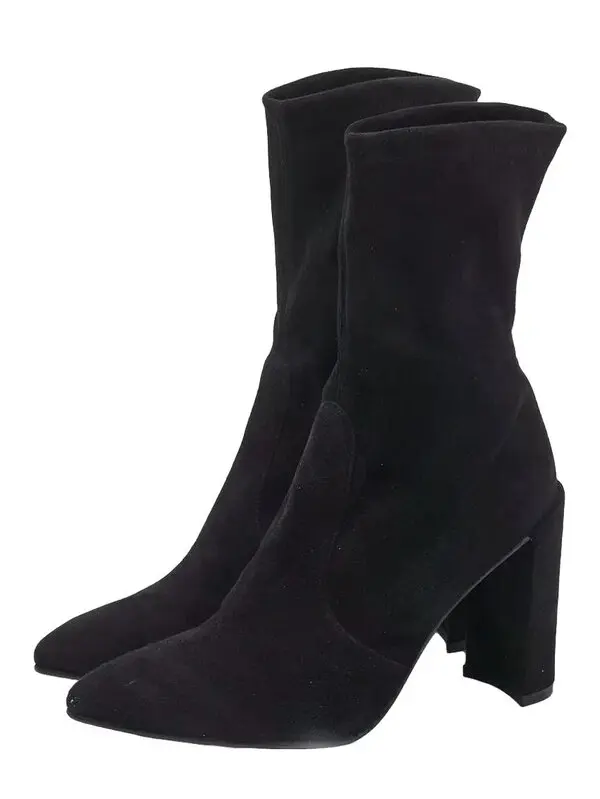 STUART WEITZMAN Suede Block Heel Ankle Boots - Black