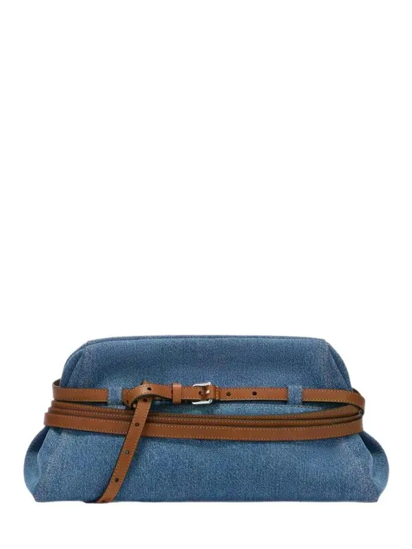 Moschino Belted Denim Clutch Bag - Blue