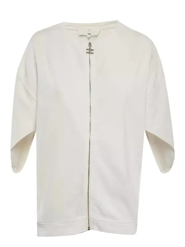 Elisabetta Franchi White Jersey Oversized Zip-front Jacket - Neutrals