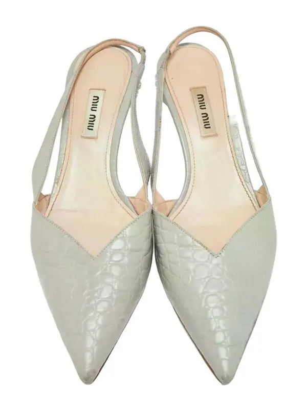 Miu Miu Croc-embossed Slingback Pumps - Blue