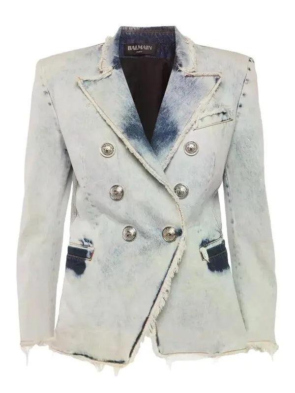 Balmain Double-breasted Denim Jacket - Blue