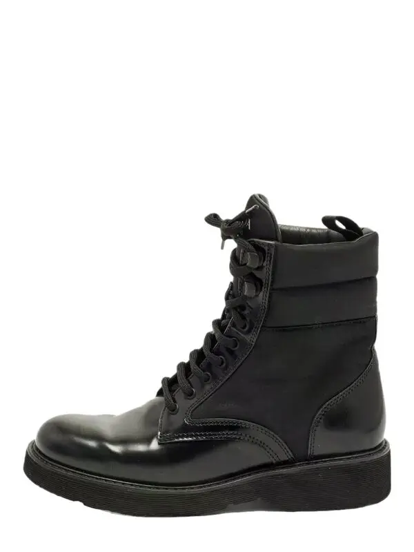 Prada Monolith Lace-up Ankle Boots - Black