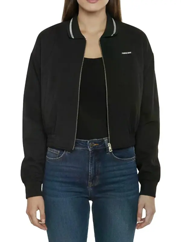 Miu Miu Logo Patch Blouson Jacket - Black