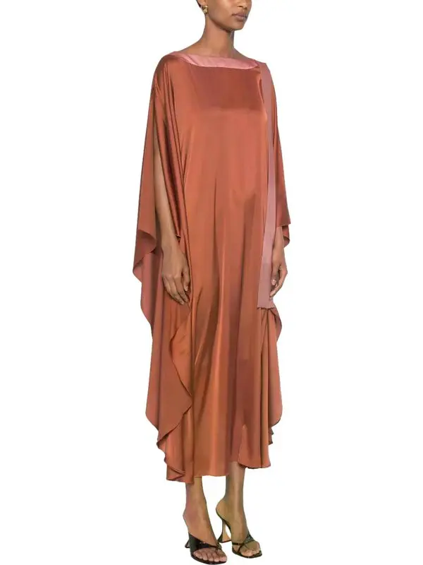 LE RJTANGE Satin Draped Dress - Brown