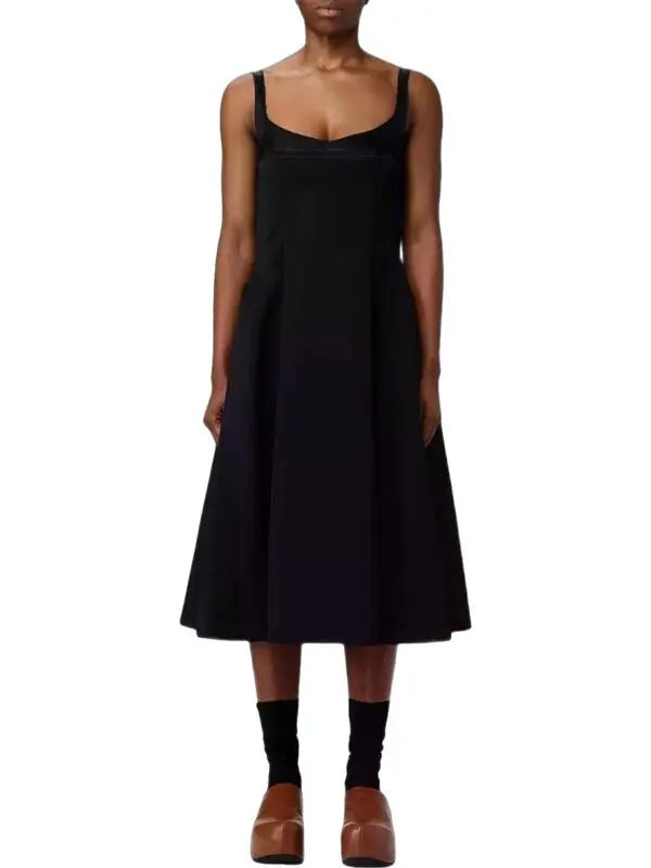 Marni Virgin Wool Frayed-edge Midi Dress - Black