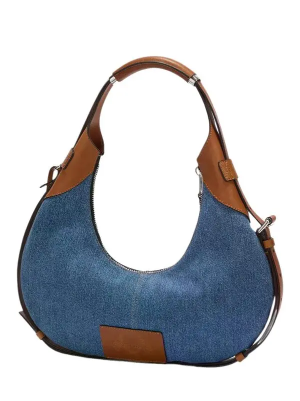 Moschino Denim Shoulder Bag With Leather Trim - Blue