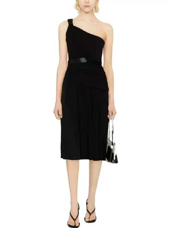 Alberta Ferretti One-shoulder Flared Midi Dress - Black