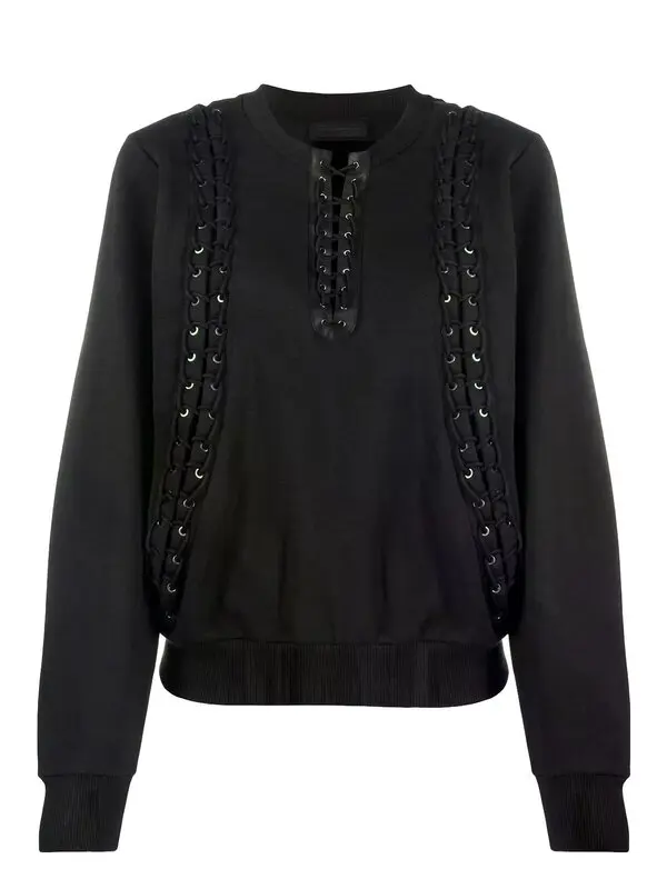 DIESEL® Lace-up Rib-trimmed Sweatshirt - Black
