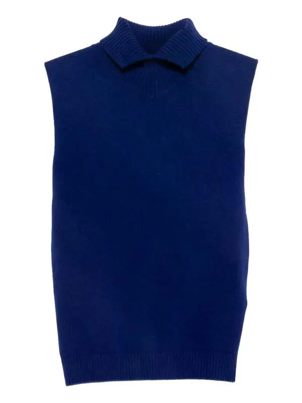 JIL SANDER Ribbed Knit Vest - Blue