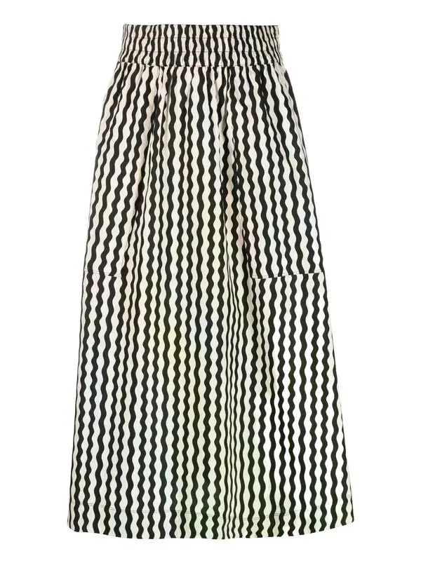 BY MALENE BIRGER Tarrana" Wavy-stripe A-line Midi Skirt - Black