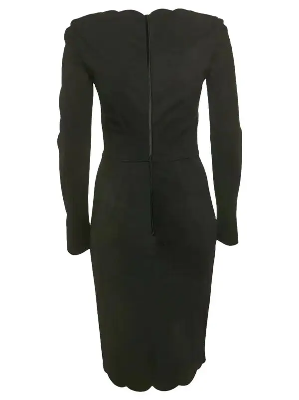 Valentino Garavani Wool Mini Dress With Scalloped Trim - Black