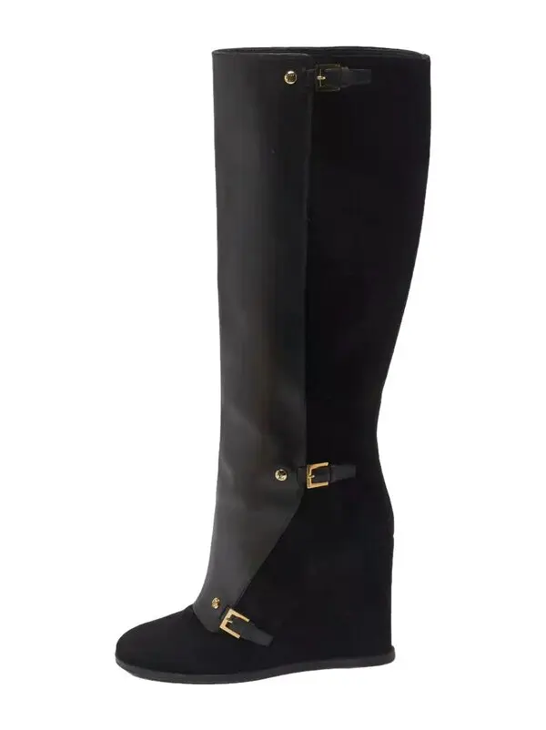 LOUIS VUITTON Engraved Wedge Boots - Black