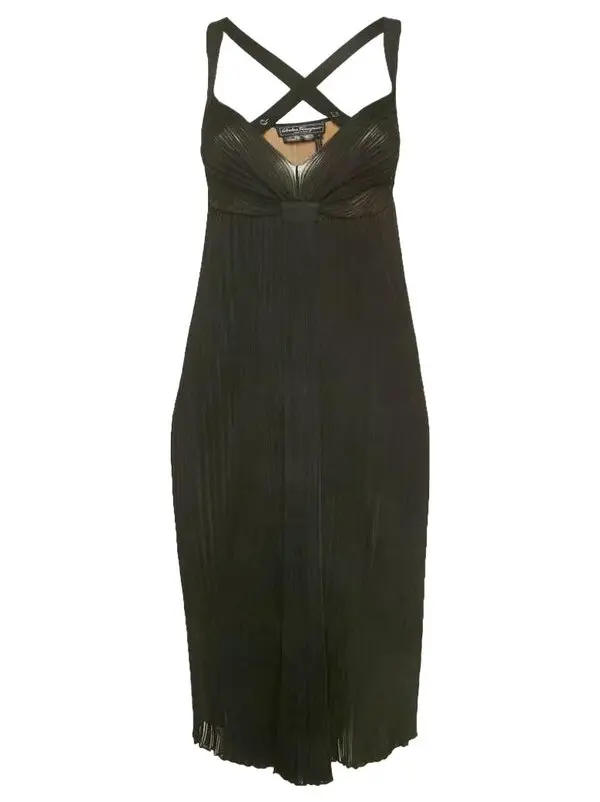 FERRAGAMO Ribbed-knit Crossover-strap Dress - Black