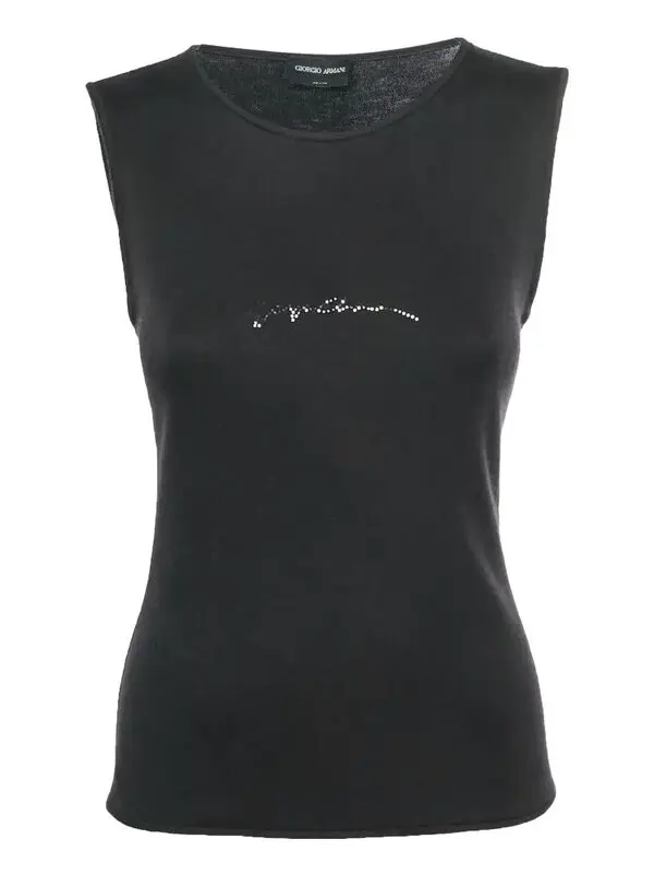 Giorgio Armani Embellished Sleeveless Tank Top - Black