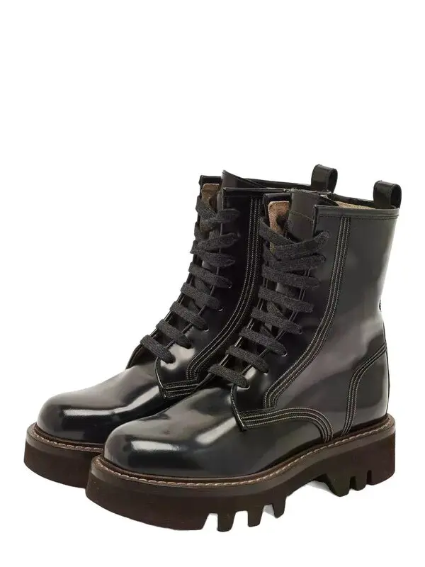 Brunello Cucinelli Polished Finish Combat Boots - Black