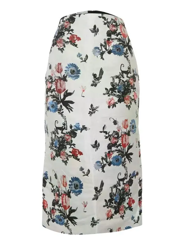 Valentino Garavani Floral Jacquard Pencil Skirt - White