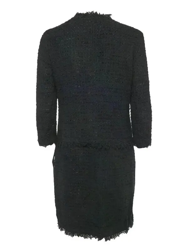 Giambattista Valli Frayed Tweed Coat - Black