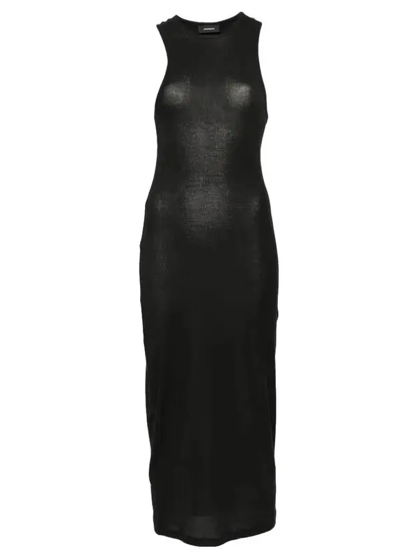 Wardrobe.NYC Ribbed-knit Sleeveless Midi Dress - Black