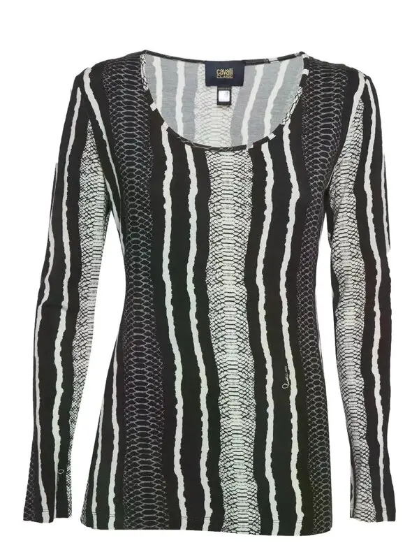 Roberto Cavalli Snakeskin Print Long Sleeve Top - Black