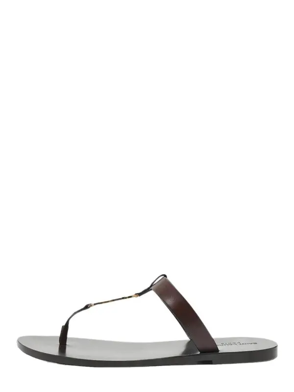 Saint Laurent Cassandre Thong Sandals - Brown