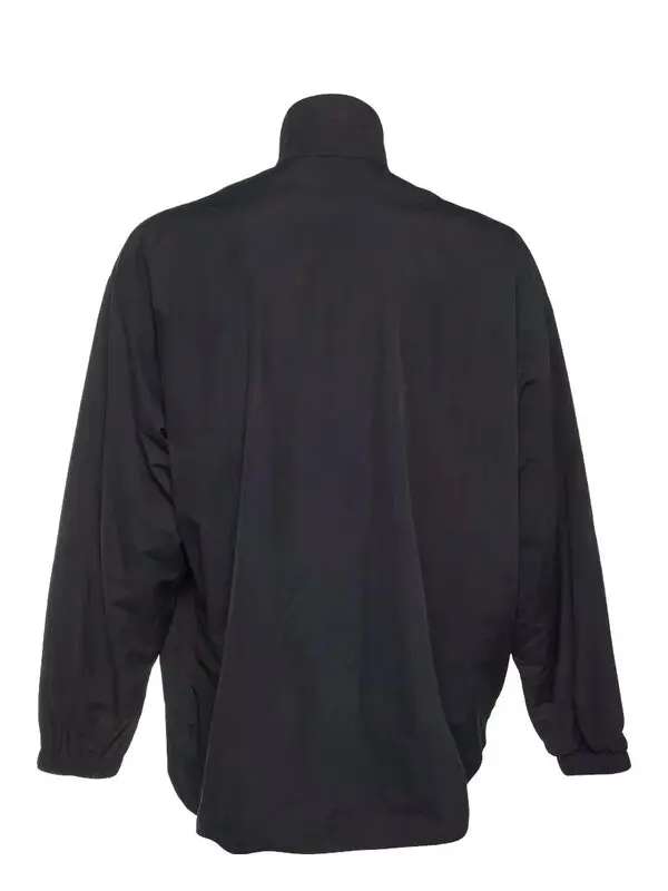 Balenciaga Oversized Logo Patch High Neck Zip Jacket - Black
