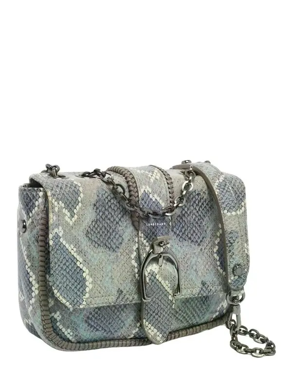 Longchamp Amazone Python-embossed Leather Crossbody Bag - Grey