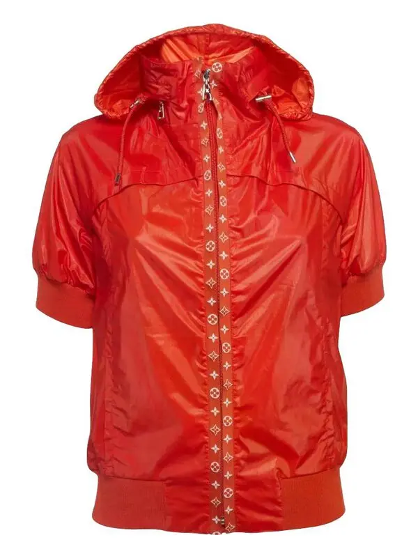LOUIS VUITTON Monogram Trim Hooded Jacket - Red