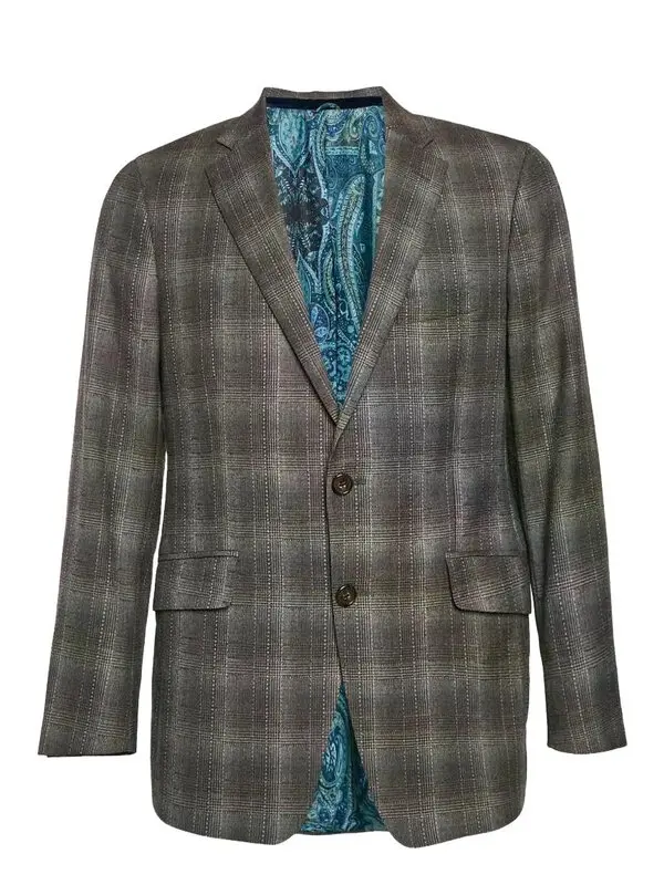 Etro Glen Plaid Single-breasted Blazer - Grey