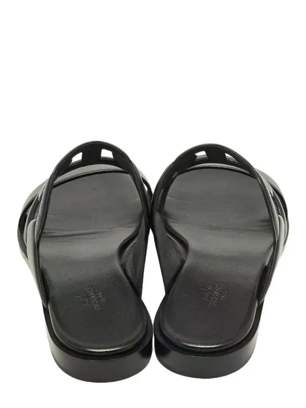 Hermès Lagune Leather Sandals - Black
