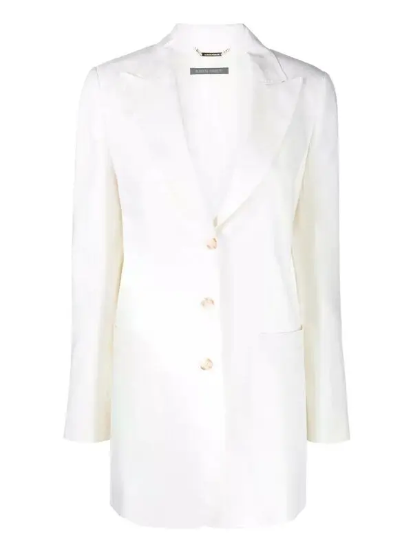 Alberta Ferretti Longline Single-breasted Blazer - White