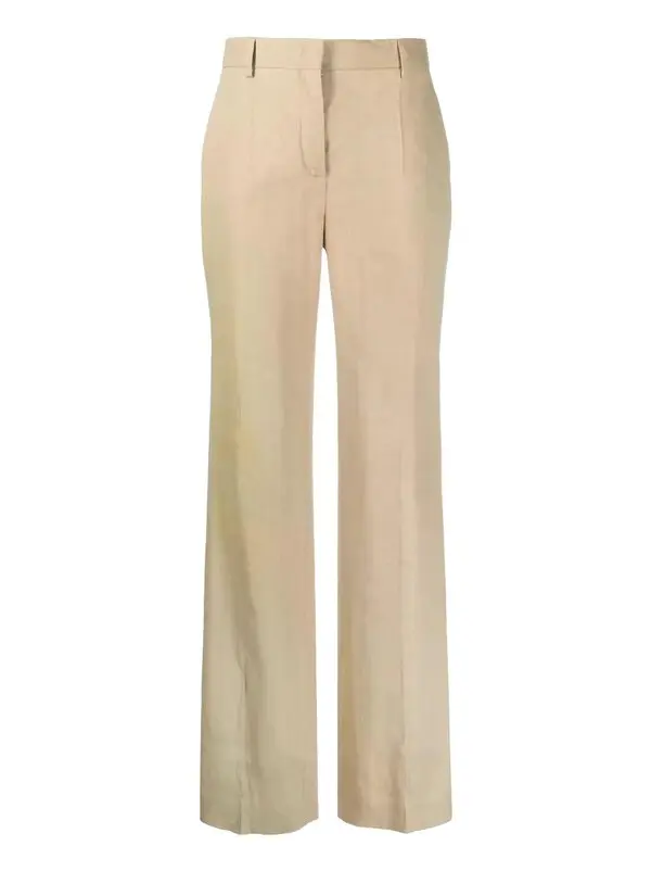 Alberta Ferretti Linen Blend Wide Leg Trousers - Neutrals