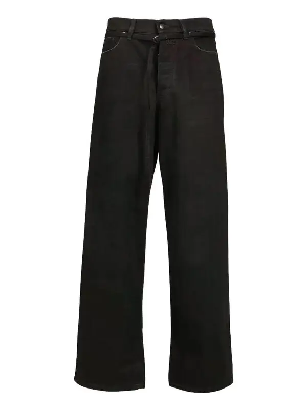 032C Belted Straight Leg Jeans - Black