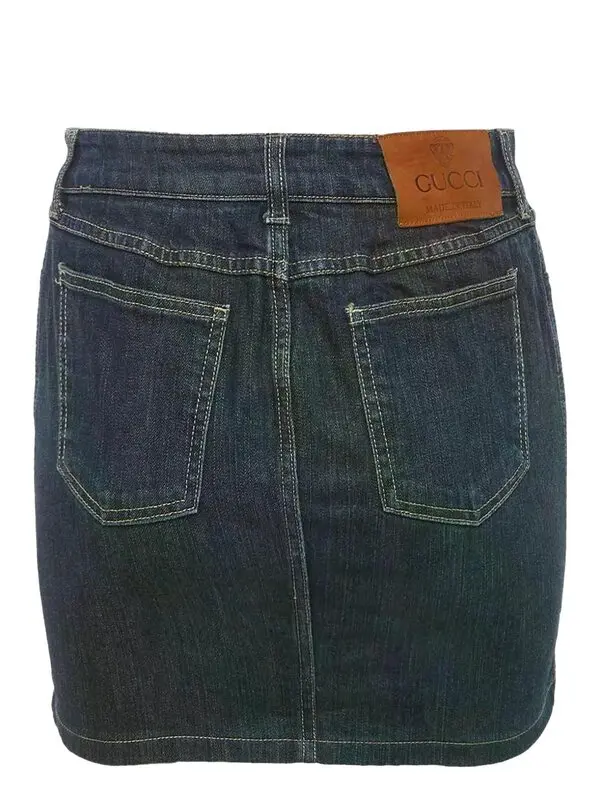 Gucci Logo-patch Denim Mini Skirt - Blue