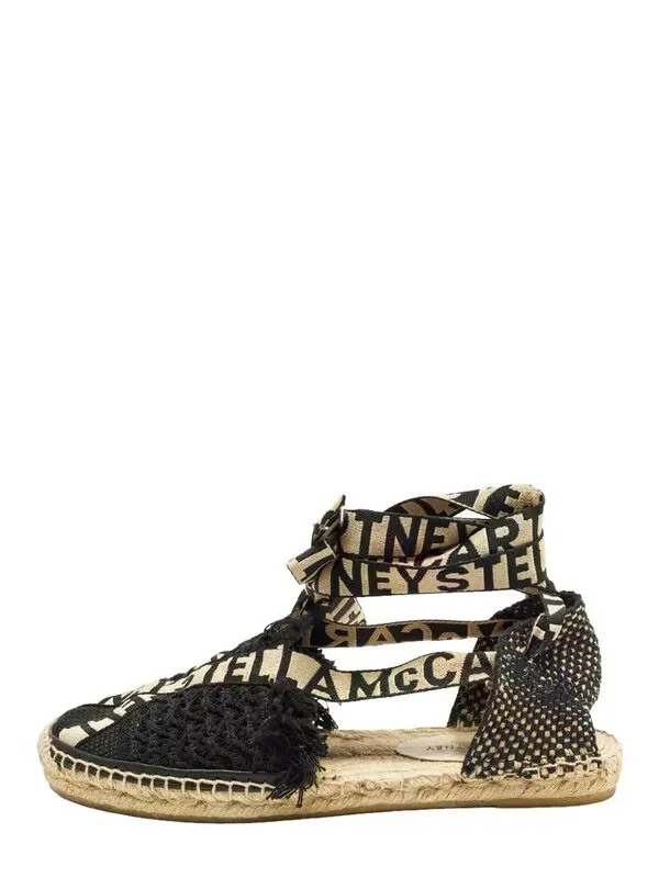 Stella McCartney Gaia Logo-tie Flat Espadrilles - Black