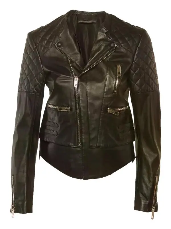 Balenciaga Quilted Lamb Leather Biker Jacket - Black
