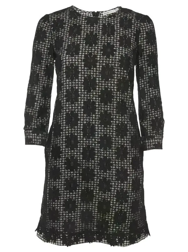 See By Chloé Checkered Floral-mesh Shift Dress - Black