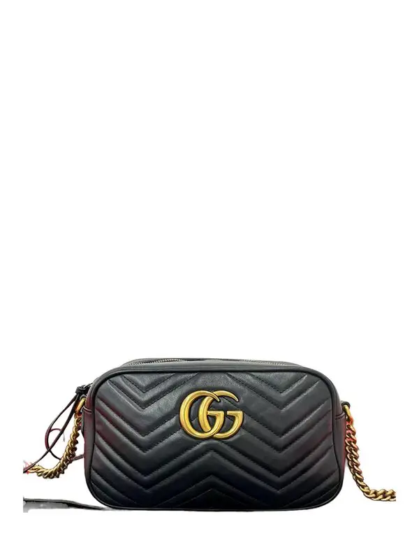 Gucci Small Gg Marmont Matelassé Calfskin Crossbody Bag - Black