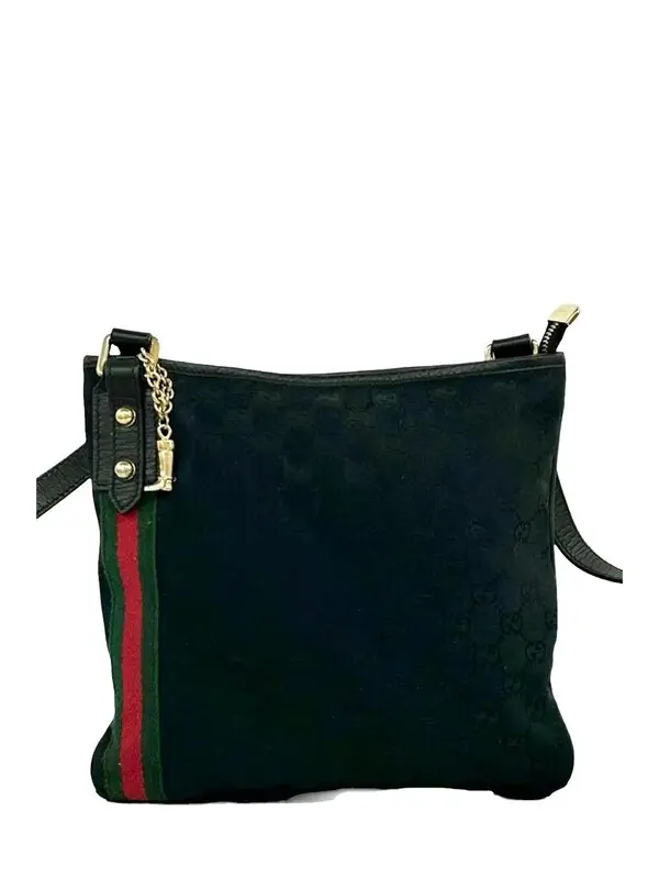 Gucci Gg Canvas Web Crossbody Bag - Black