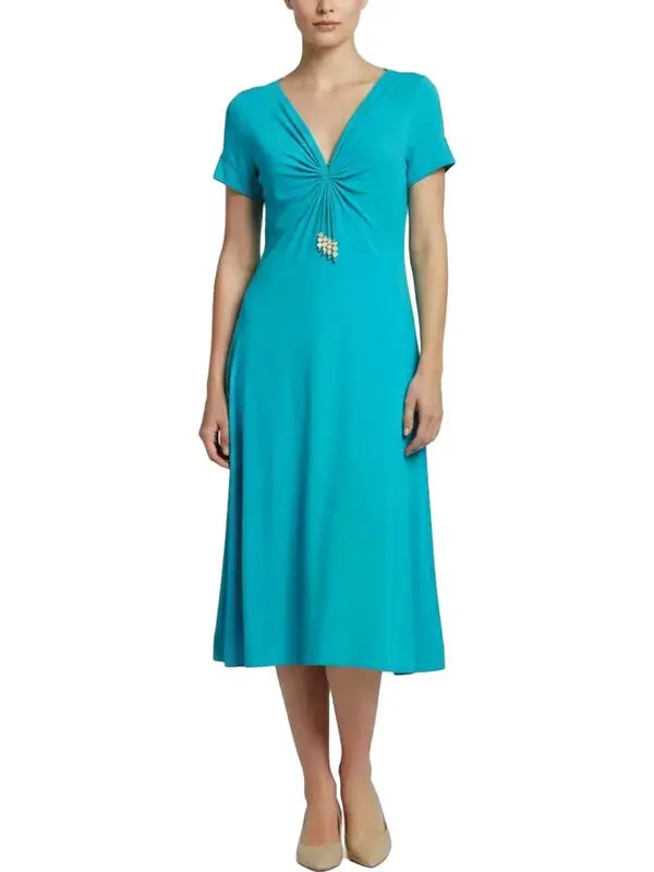 Ralph Lauren Ruched Beaded-tassel Midi Dress - Blue