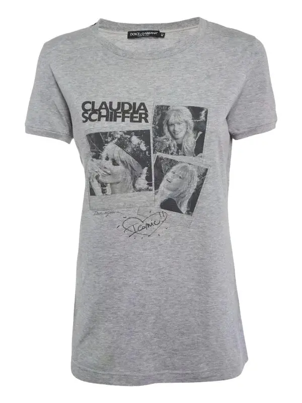 Dolce & Gabbana Claudia Schiffer Graphic Print T-shirt - Grey