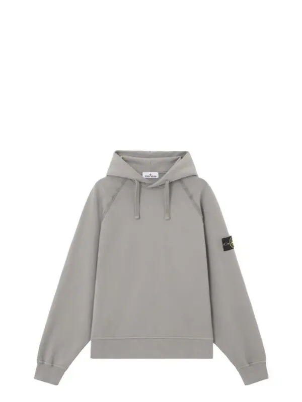Stone Island Logo Patch Drawstring Hoodie - Gray