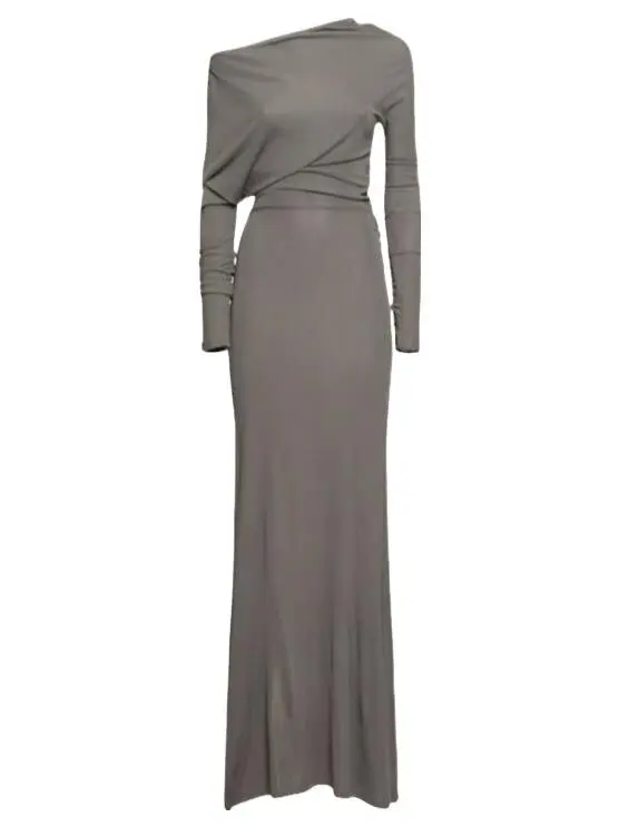 AYA MUSE Knitted Long Sleeve Maxi Dress - Gray