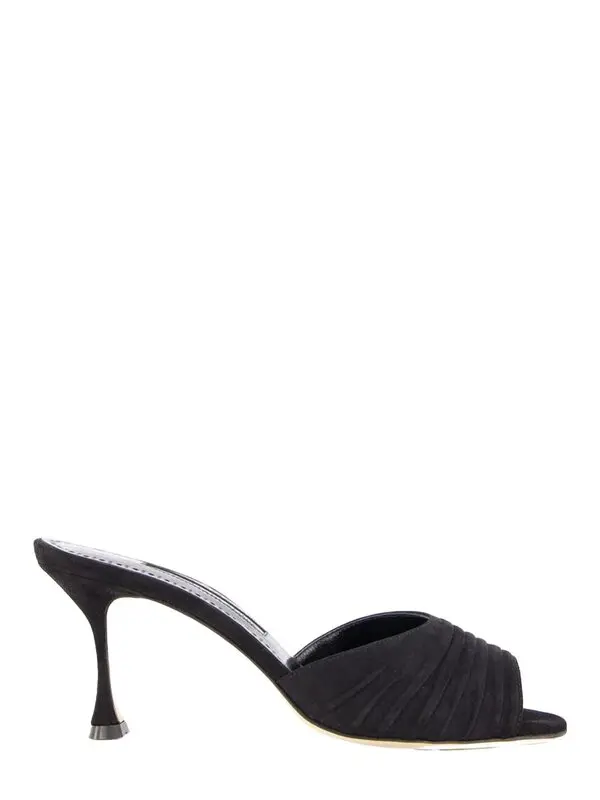 Manolo Blahnik Pirua Suede 70mm Mule Heels - Black