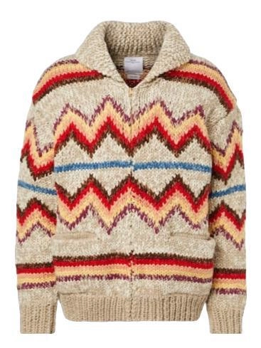 Visvim Wool And Cashmere Jacquard Shawl Collar Cardigan - No