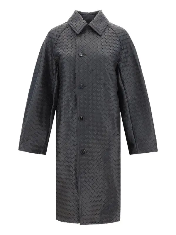 Bottega Veneta Intrecciato Leather Coat - Fudge