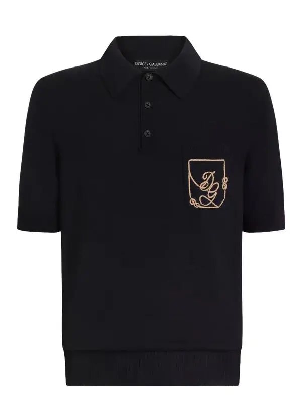 Dolce & Gabbana Virgin Wool Polo Shirt With Logo - Blue