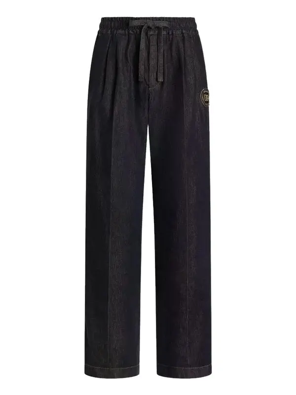 Dolce & Gabbana Denim Joggers With Patch - Blue