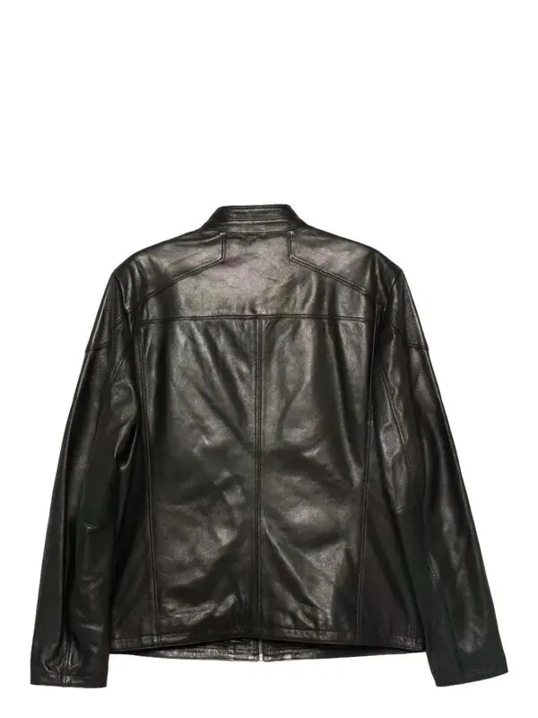 SERGIO MORETTI FIRENZE Zip-up Leather Jacket - Black