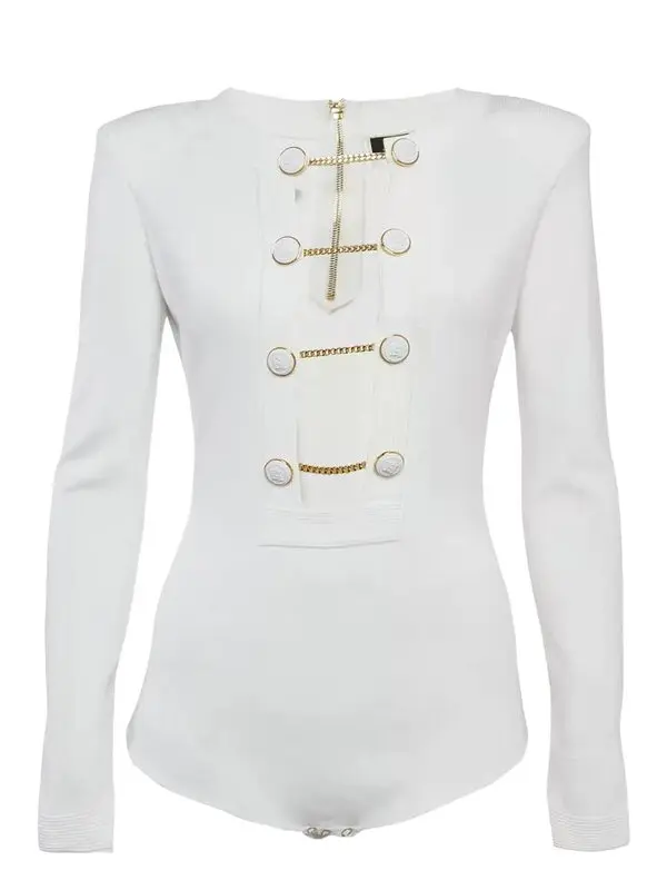 Elisabetta Franchi Ribbed Bodysuit - White