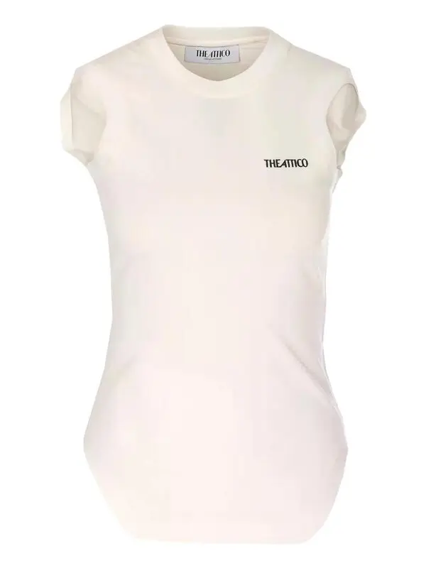Attico Embroidered Logo T-shirt - Neutrals